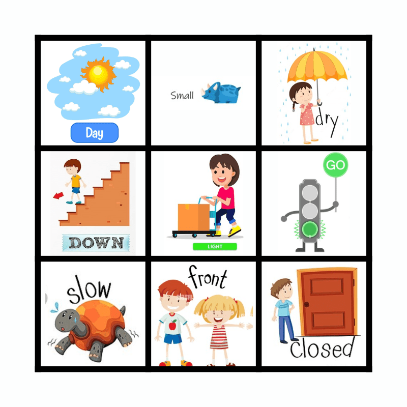 MCCC Opposites Bingo Card