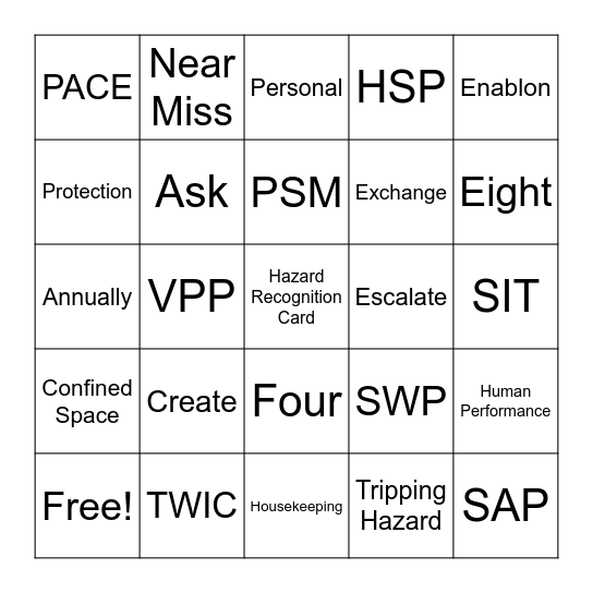 Annual Training BINGO Card