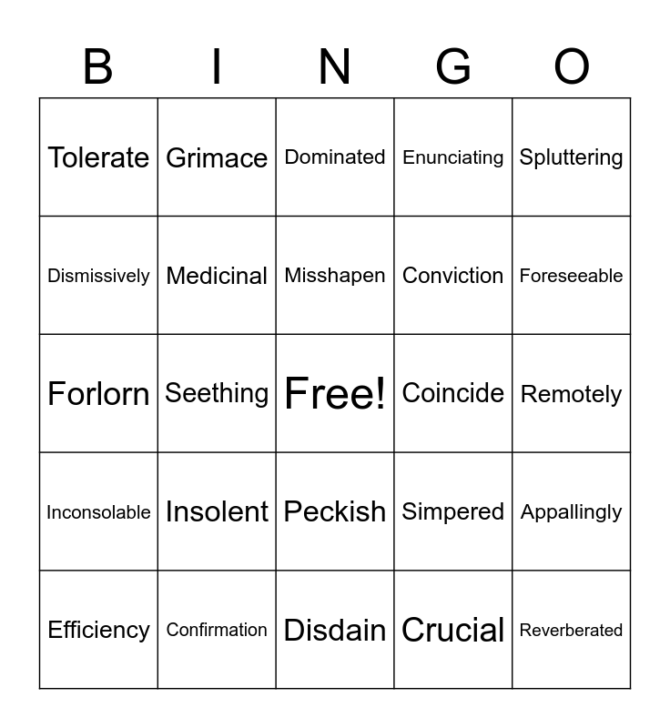 BITSP Vocab Review Game Bingo Card