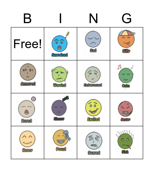 Emotions Bingo Card