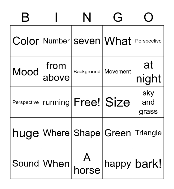 Structure Word Bingo Card