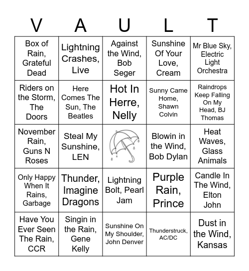 VOBingo - Weather Bingo Card