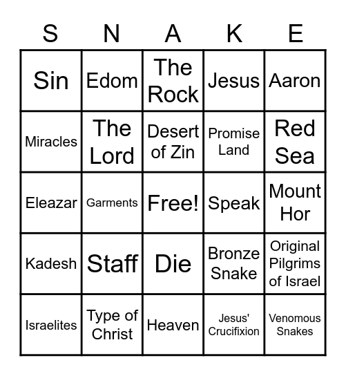 Snake Bingo Card