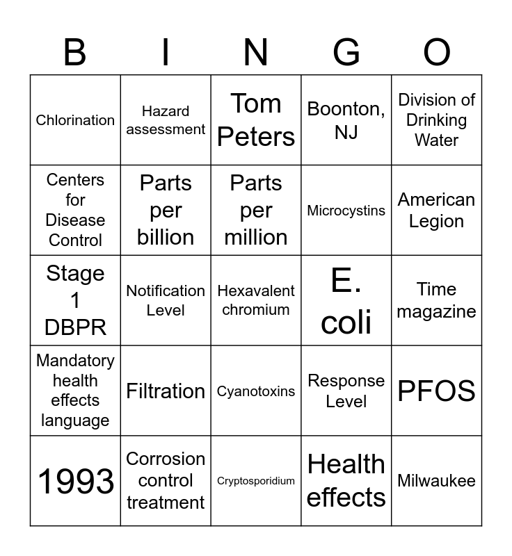 Cal-TAP Reuglation Update Bingo Card