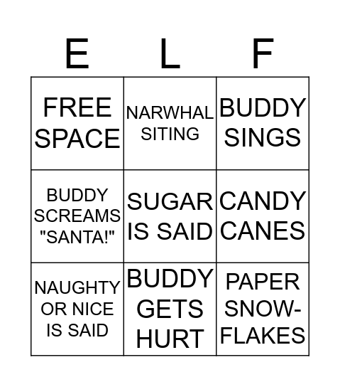 ELF BINGO Card
