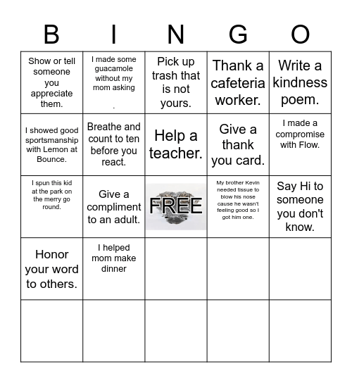 SEL Bingo Card