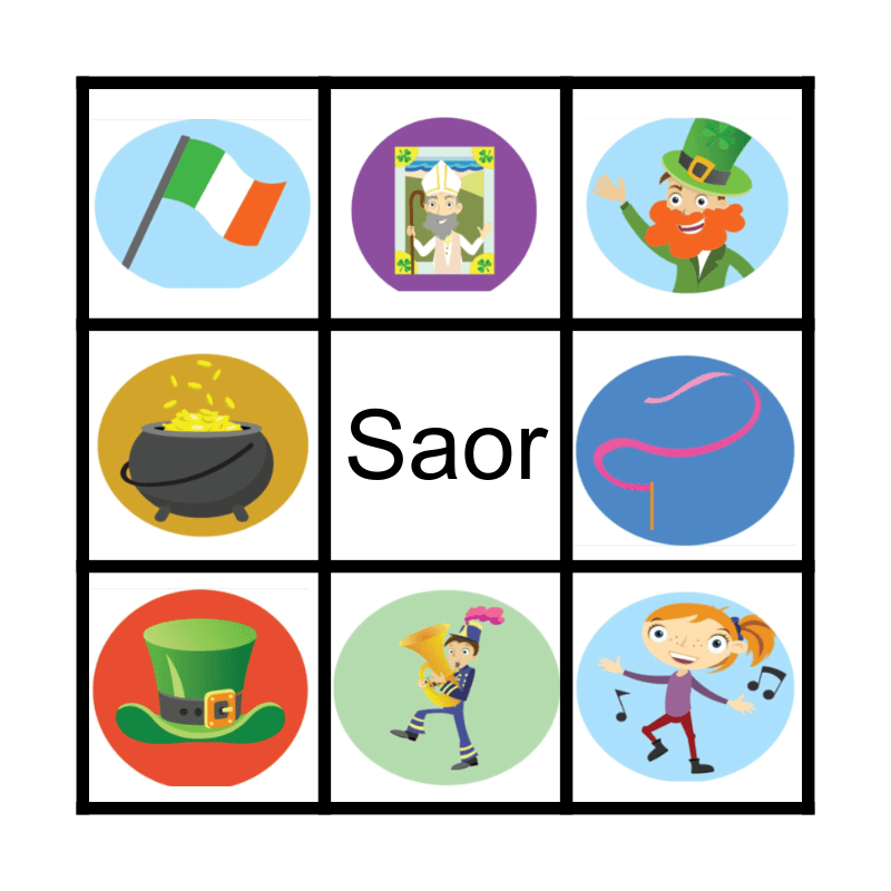 Lá Fhéile Pádraig Bingo Card