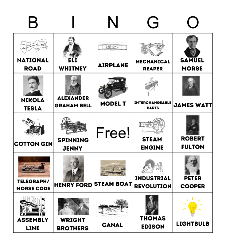Industrial Revolution BINGO Card