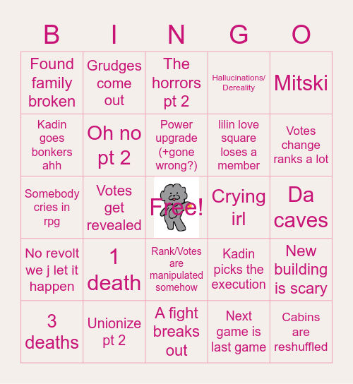 EV like eve but without the other e Bingo Card