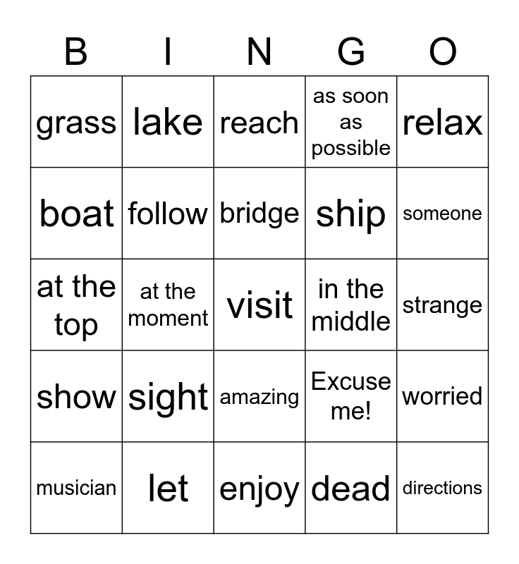 London words Bingo Card