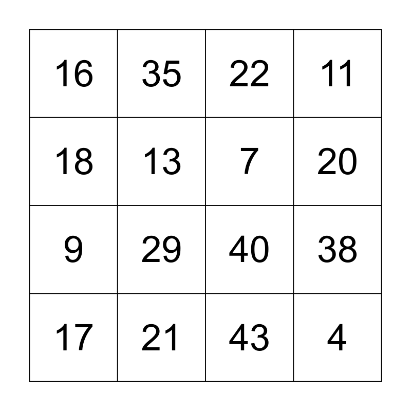 BCG60 [demo card] Bingo Card
