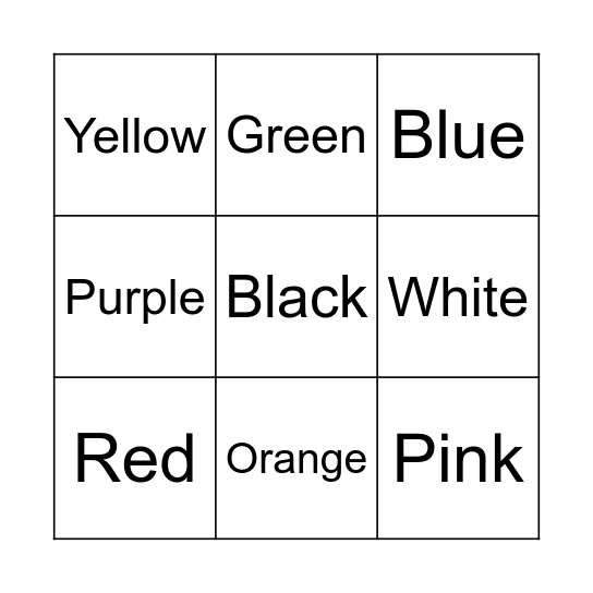 Color Bingo Card