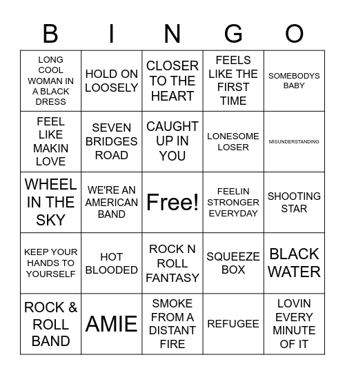 CLASSIC ROCK Bingo Card