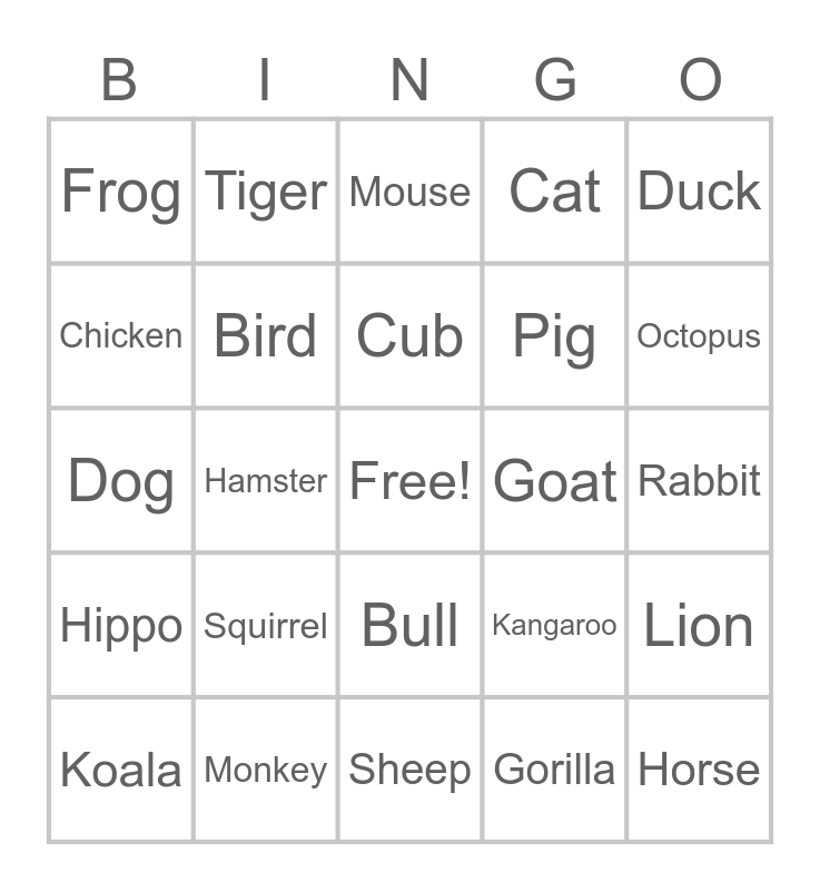 Villager Hunt Bingo Card