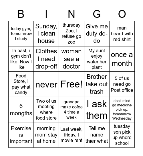 Unit 5 Review Bingo Card