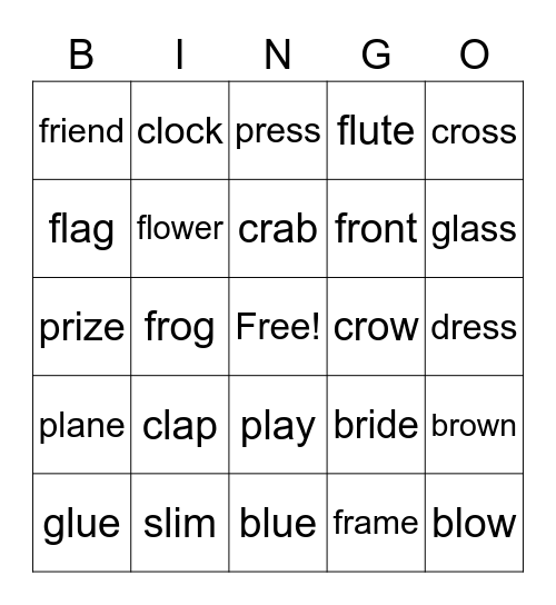 r and l blend bingo Card