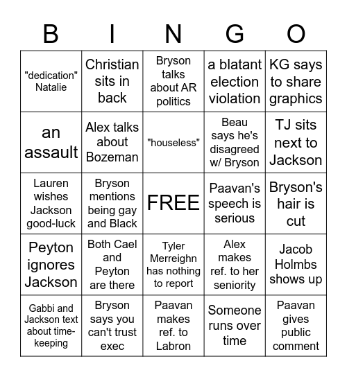 Senate Chair Election Bing Bingo Card