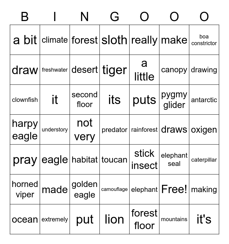 Review unit 8, 9. Bingo Card