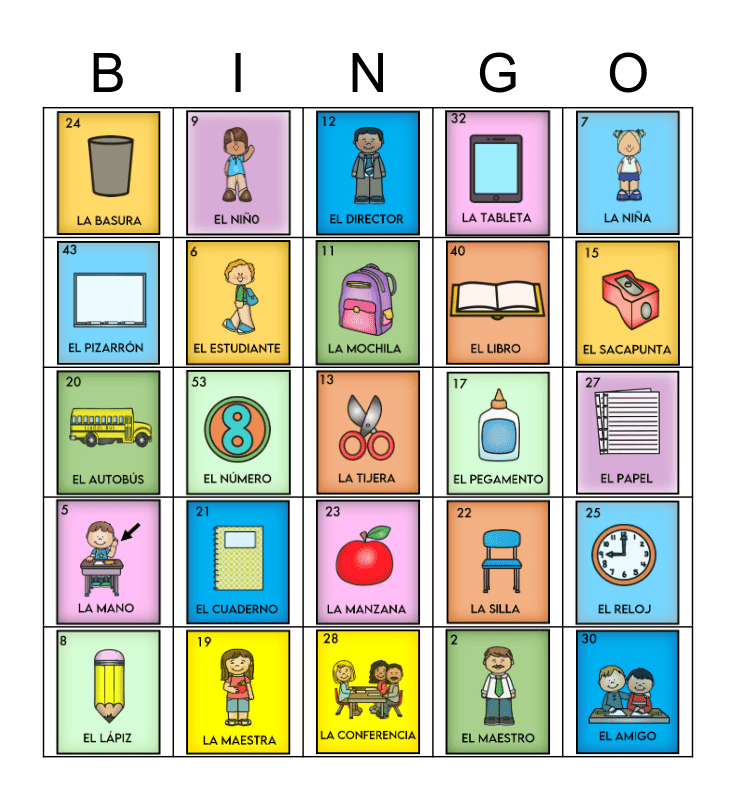 La Escuela Bingo Card