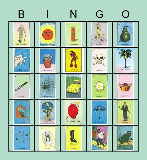 Millennial Lotería Bingo Card