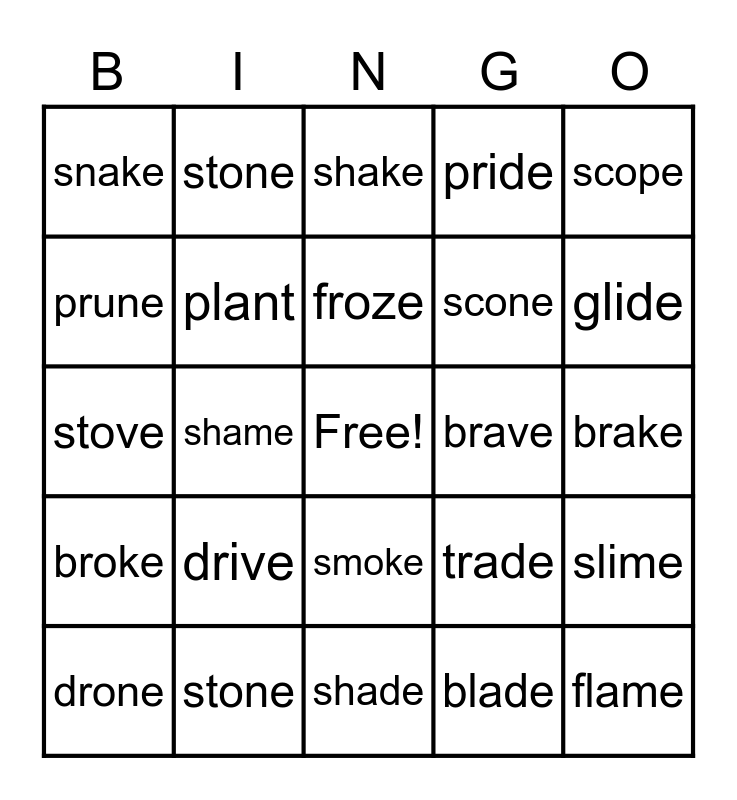Silent C Bingo #2 Bingo Card