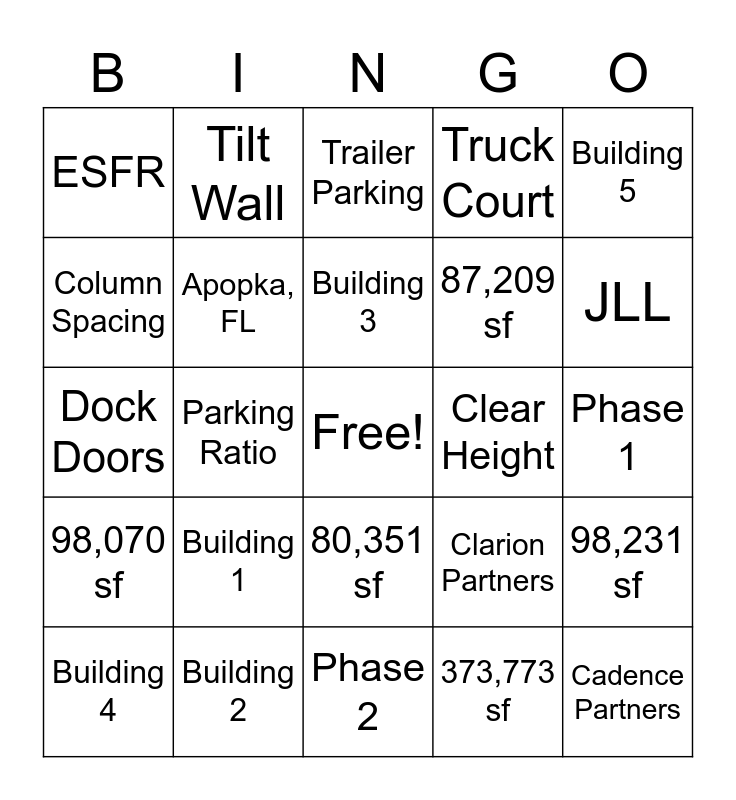 NORTHSTAR LOGISTICS CENTER BINGO Card