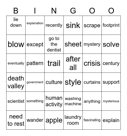 review vocab week5 Bingo Card