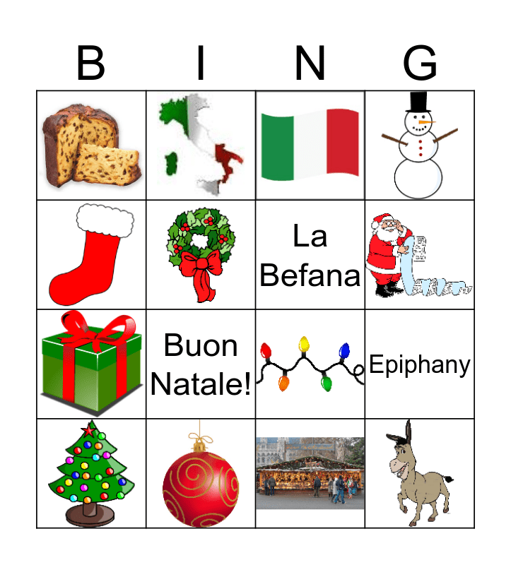 Italian Christmas Bingo Bingo Card