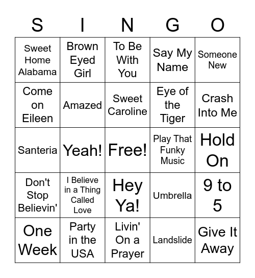 Singo Bingo Card