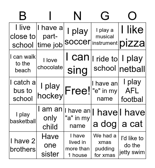 Bingo Scavenger Hunt Bingo Card