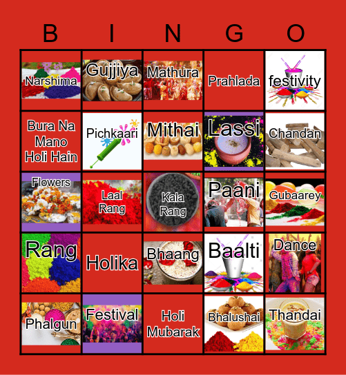 Rangeelo- Holi Bingo Card