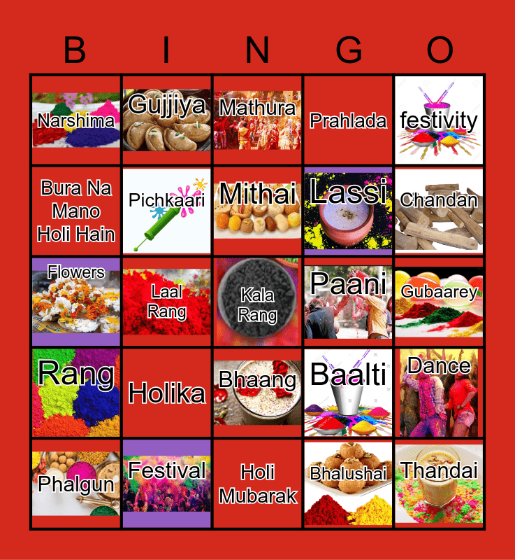 Rangeelo- Holi Bingo Card