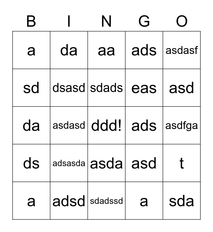 Untitled sdasd Bingo Card
