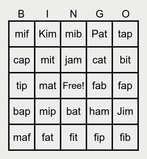 OG Lesson 1-12 Bingo Card