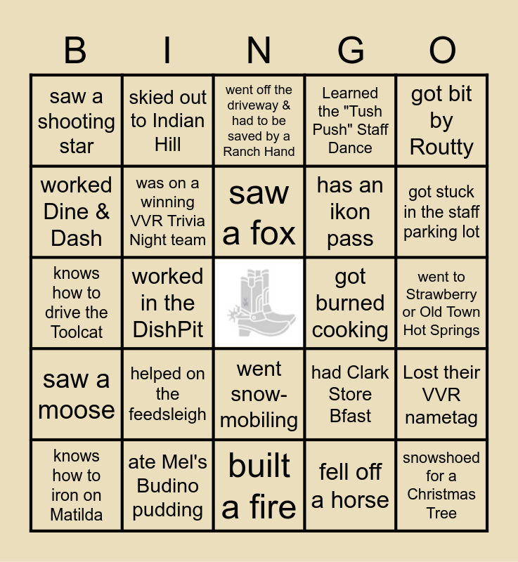 - COWBOY BINGO! - Winter Edition Bingo Card