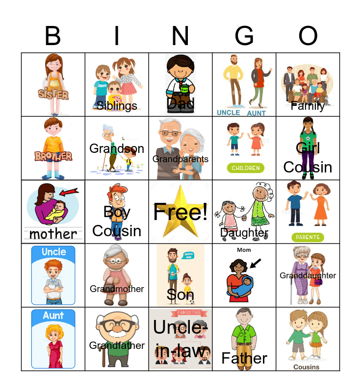 La familia Bingo Card