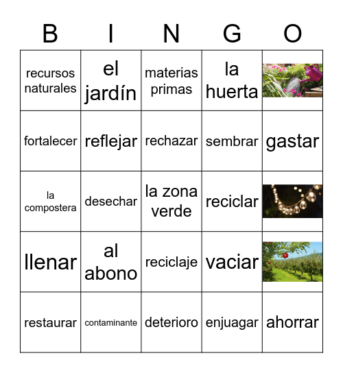 Medio Ambiente Bingo Card
