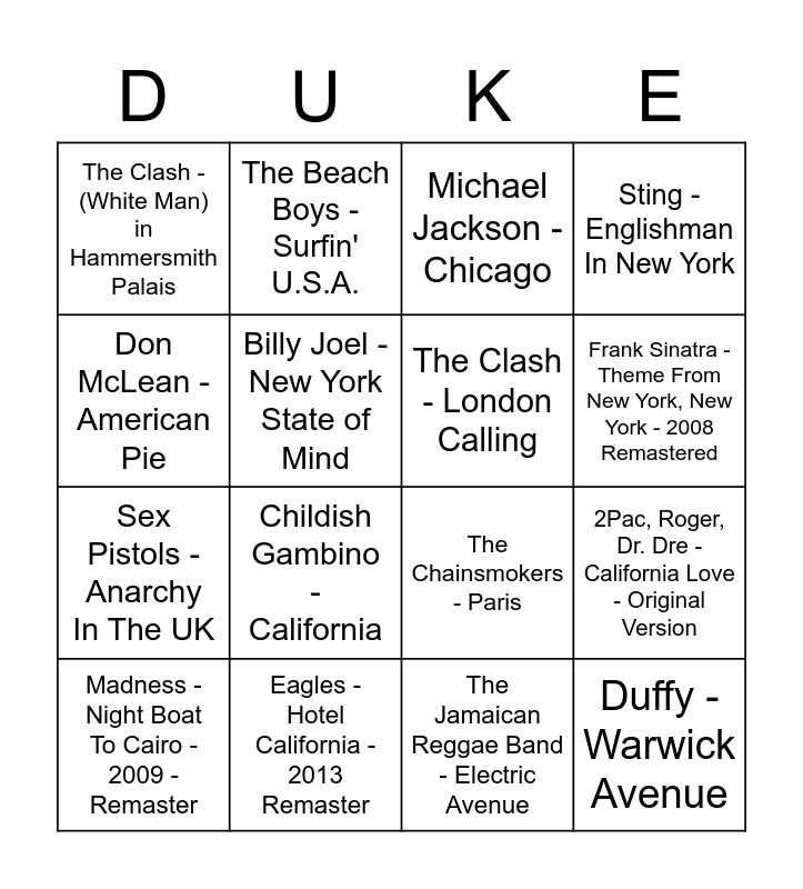 BINGO BEATS Bingo Card