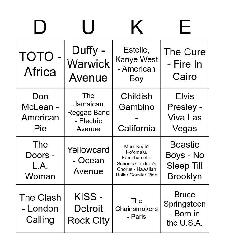 BINGO BEATS Bingo Card