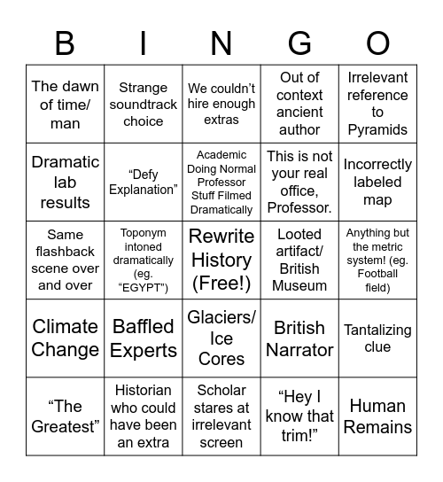 Documentary Bingo Card