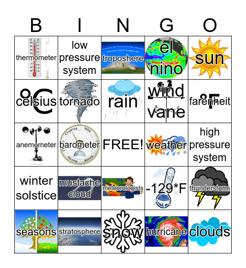 Weather Bingo Card