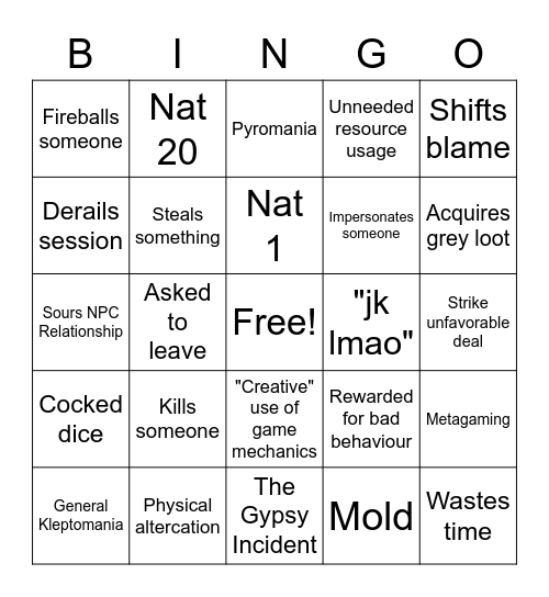 Skip Bingo Card