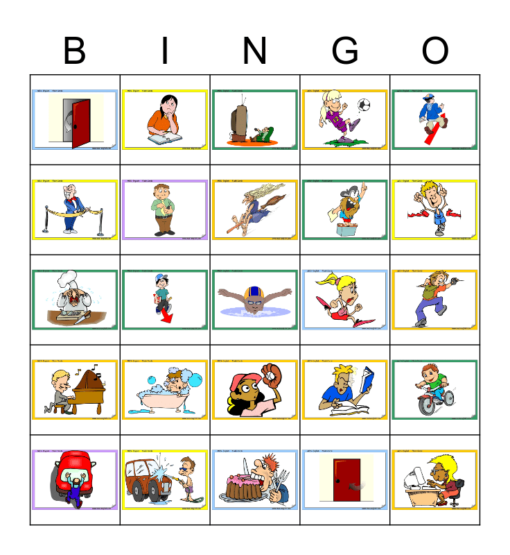 Action Verb - 2 Bingo Card