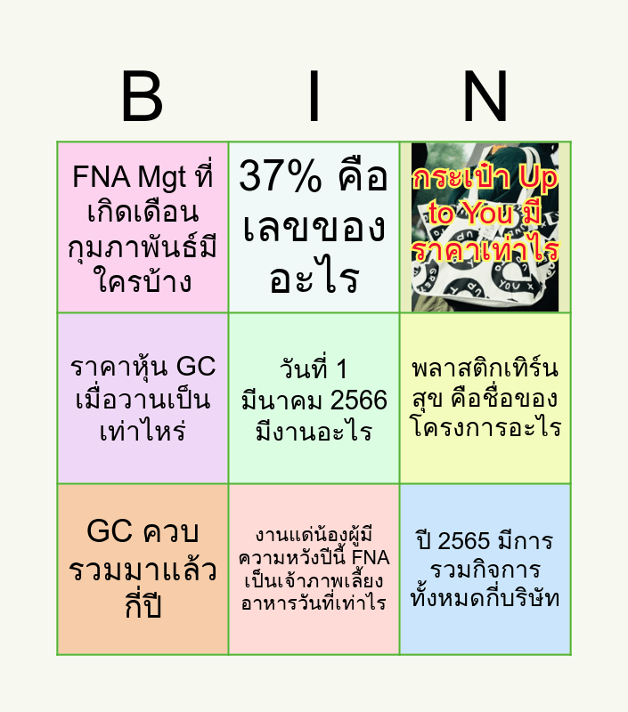 BINGO แฟนพันธุ์แท้ GC Bingo Card