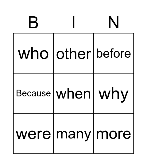 Green Tricky Word Bingo Card