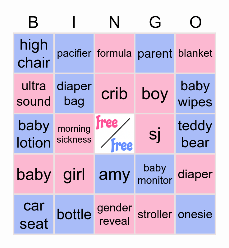 GENDER REVEAL BINGO Card