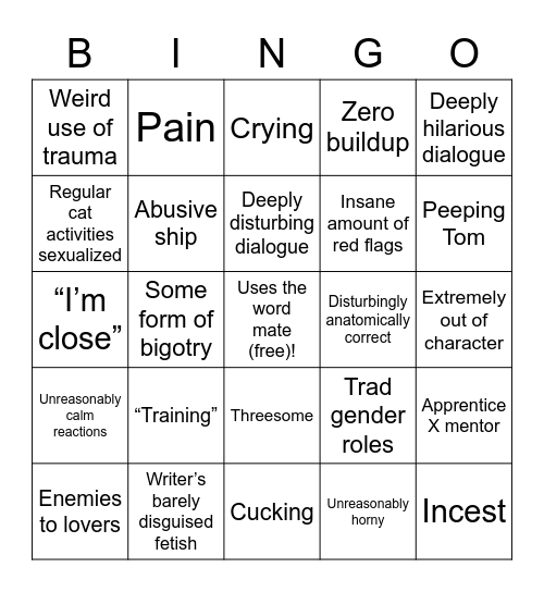 Warrior cats fanfic bingo Card