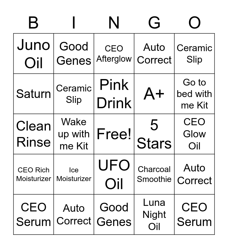 Sunday Riley Bingo ! Bingo Card