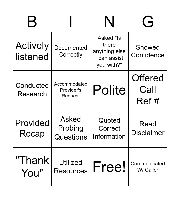 LC Boot Camp Bingo- Model Traits Bingo Card