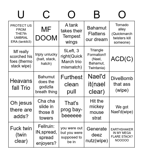 Ucob Bingo Card